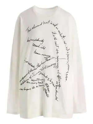 Yohji Yamamoto Text-print Long-sleeve T-shirt - Neutrals