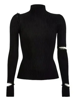 CONTESSA MILLS Salem Ribbed Knit Jumper With Lace Trim - Black