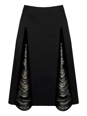CONTESSA MILLS Madeleine Fringe-detail Skirt - Black