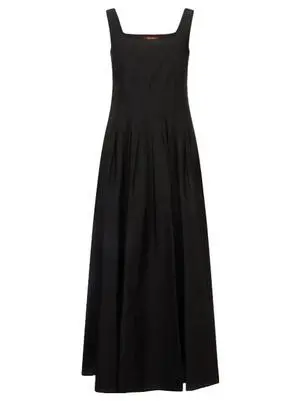Max Mara Max Mara Square-Neck Pleated Midi Dress Black