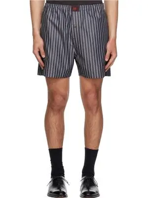 WILLY CHAVARRIA Striped Elastic Waistband Shorts - Black