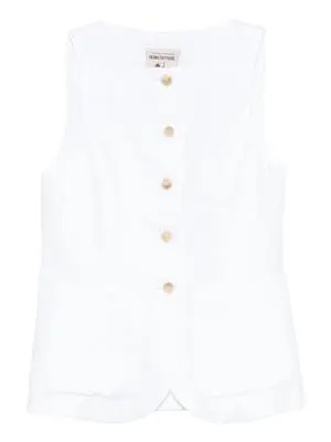SEMICOUTURE Sleeveless Vest With Button Closure - White
