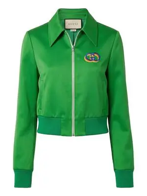 Gucci Tiger Embroidery Technical Jersey Jacket - Green