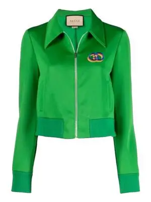 Gucci Tiger Embroidery Technical Jersey Jacket - Green