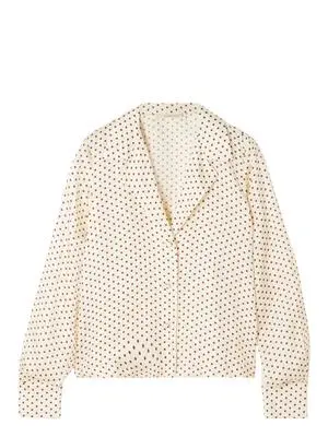 DÔEN DOEN Polka Dot Silk-Blend Twill Blouse