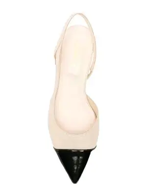 ANNA F. Patent Leather Slingback Flat Pumps - Neutrals