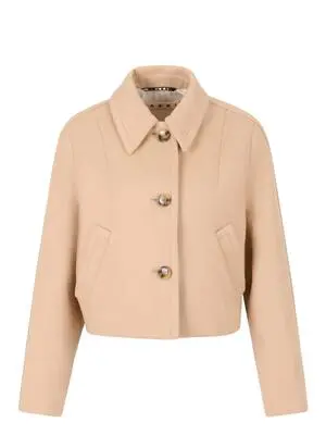Marni Camel Felt Cropped Jacket - Lightcamel