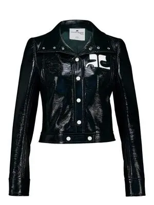 COURREGES Dark Reedition Vinyl Cropped Jacket - Green