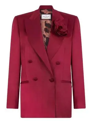Philipp Plein Double-breasted Floral-appliqué Blazer - Red