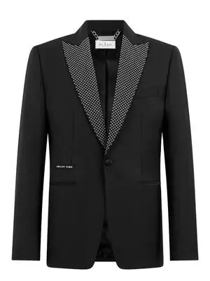 Philipp Plein Embellished Buttoned Blazer - Black
