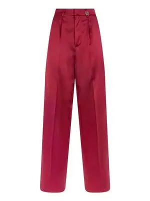 Philipp Plein Burgundy Satin Wide-leg Trousers - Red