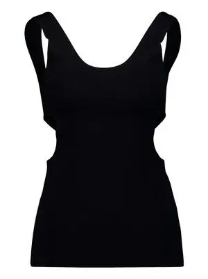 Auralee Double Faced Silk Cotton Tank With Cut-out Detail - Black