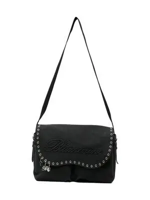 Blumarine Logo Embroidered Cross Body Bag - Black