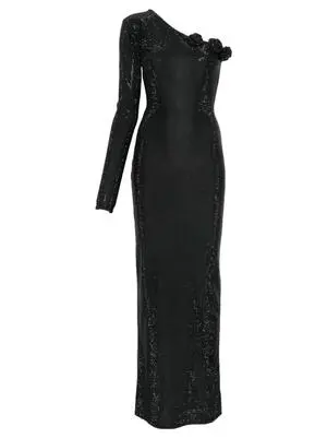 MIRON One-shoulder Embellished Dress - Black