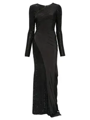MIRON Crystal-embellished Draped Dress - Black