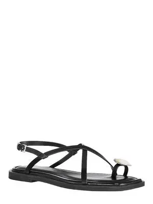 Rag & Bone Flat Sandals With Embellished Toe - Black