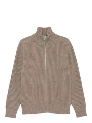 MAISON MARGIELA Ribbed Knit Zip-up Sweater - Grey