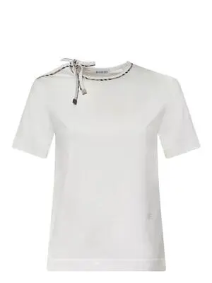 Burberry Check-trim Bow Detail T-shirt - White