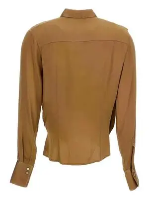Q-WINS Wrap-style Long-sleeve Shirt - Brown