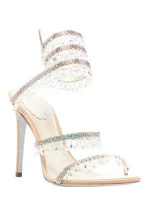 Rene Caovilla Crystal-embellished Stiletto Sandals - Neutrals