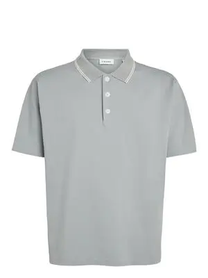 FRAME Cotton Piqué Polo Shirt - Blue