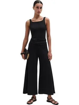 ME+EM Cropped Super Wide Palazzo Pant - Black