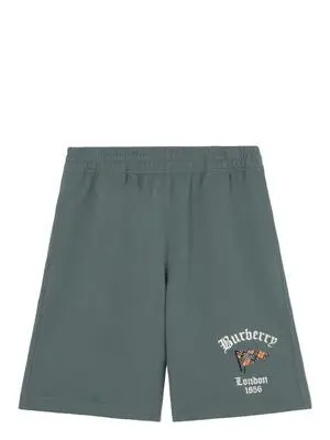 Burberry Cotton Flag Logo Embroidered Shorts - Seafarer Blue