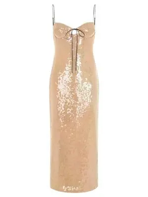 16Arlington Sequin Sweetheart Neck Midi Dress - Neutrals