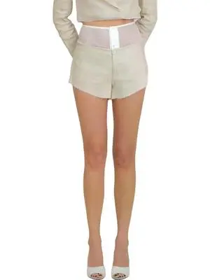 CONTESSA MILLS Laissez Raw-cut Shorts - Neutrals