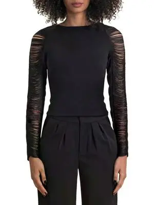 CONTESSA MILLS Medusa Fringe Detail Top - Black
