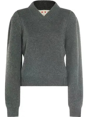 MARNI Marni Ribbed Knit V-Neck Sweater