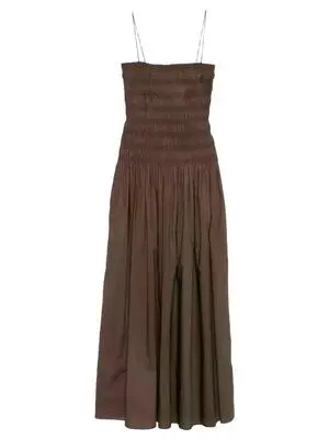 Matteau Shirred Drop-waist Dress - Brown