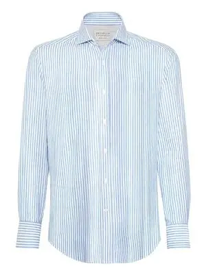 Brunello Cucinelli Striped Long-sleeve Shirt - Blue