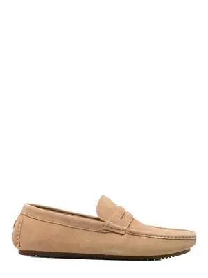 SERGIO MORETTI FIRENZE Suede Penny Loafers - Neutrals