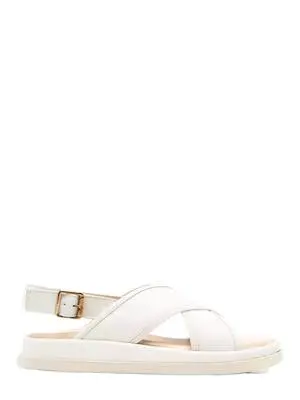 SERGIO MORETTI FIRENZE Crossover Strap Slingback Sandals - Neutrals