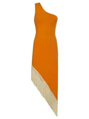 TALLER MARMO Asymmetric Fringe Dress - Orange
