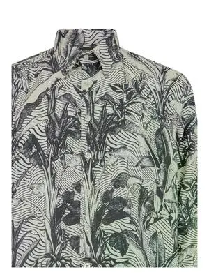 BILLIONAIRE Palm-print Silk Shirt - Grey