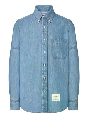 Thom Browne Denim Shirt With Armbands - Blue