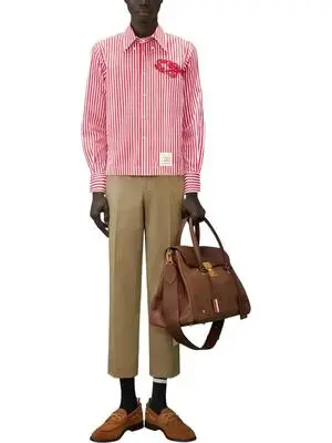 Thom Browne Lobster Striped Shirt - Red