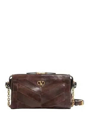 Valentino Garavani Panthea Small Shoulder Bag In Suede And Nappa Leather - Brown