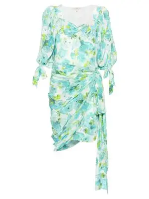 Chloé Asymmetric Floral Print Midi Dress - Blue