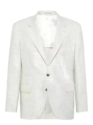 Brunello Cucinelli Check-pattern Notched-lapel Blazer - Neutrals