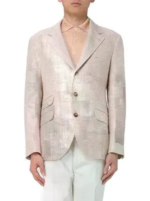 Brunello Cucinelli Plaid-check Notched-lapels Blazer - Orange