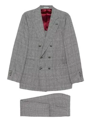 Brunello Cucinelli Plaid Double-breasted Suit - Grey