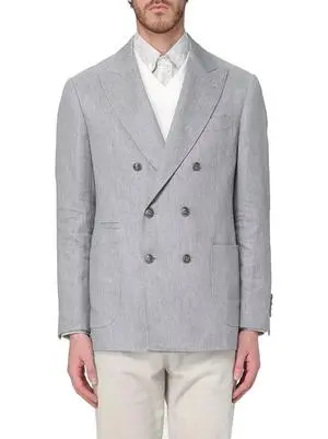 Brunello Cucinelli Double-breasted Linen Blazer - Grey