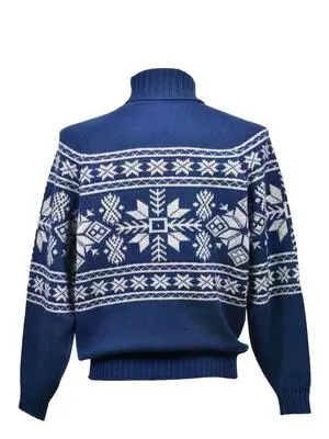 Brunello Cucinelli Patterned Jacquard Turtleneck Sweater - Blue