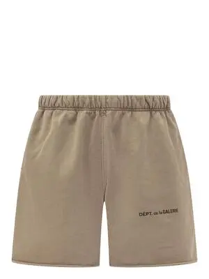 GALLERY DEPT. Logo Print Raw-edge Shorts - Brown