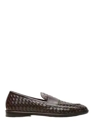 CHUCKIES Woven-effect Leather Loafers - Brown
