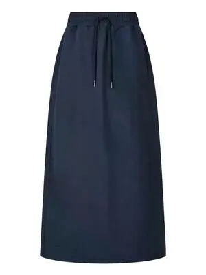 STUDIO TOMBOY Drawstring Waist Rear Slit Skirt - Blue
