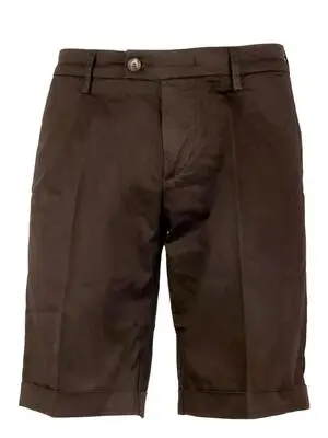 RE-HASH Pleated Turn-up Shorts - Brown